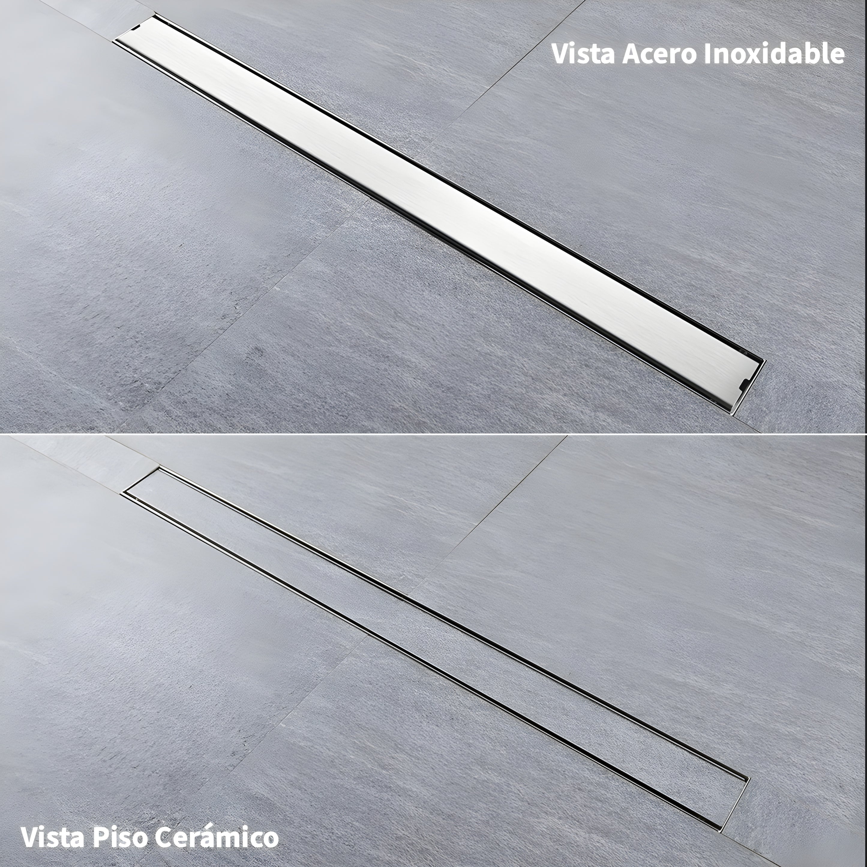 CasaMia Coladera Lineal Acero inoxidable 304 Acero Satinado y Negro ...